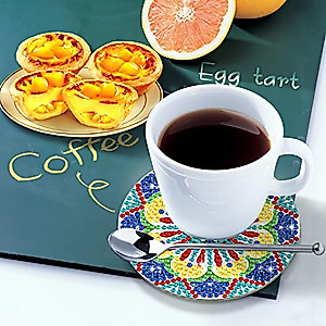 ASIPHITU Diamond Painting Coasters with Holder 8 Pcs Mandala Coasters Diamond Art Kits DIY Arts and Crafts for Adults Beginners & Kids