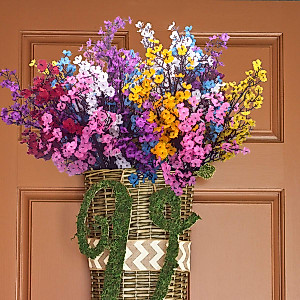 Hukidoy Babys Breath Fabric Cloth Artificial Flowers 6 Bundle European Fake Silk Plants Decor Wedding Party Decoration Bouquets Real Touch DIY Home Garden (Fall Pink)