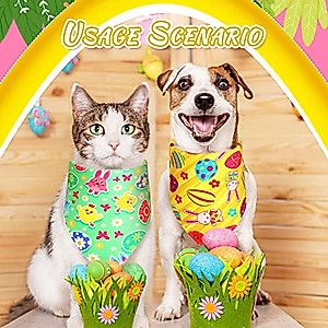 14 Pieces Easter Dog Bandanas Set Egg Bunny Rabbit Triangle Dog Scarf Bib Holiday Seasonal Dog Bandana Washable PET Kerchief Spring Bandana Dog Scarf for Medium to Large Dogs Cats