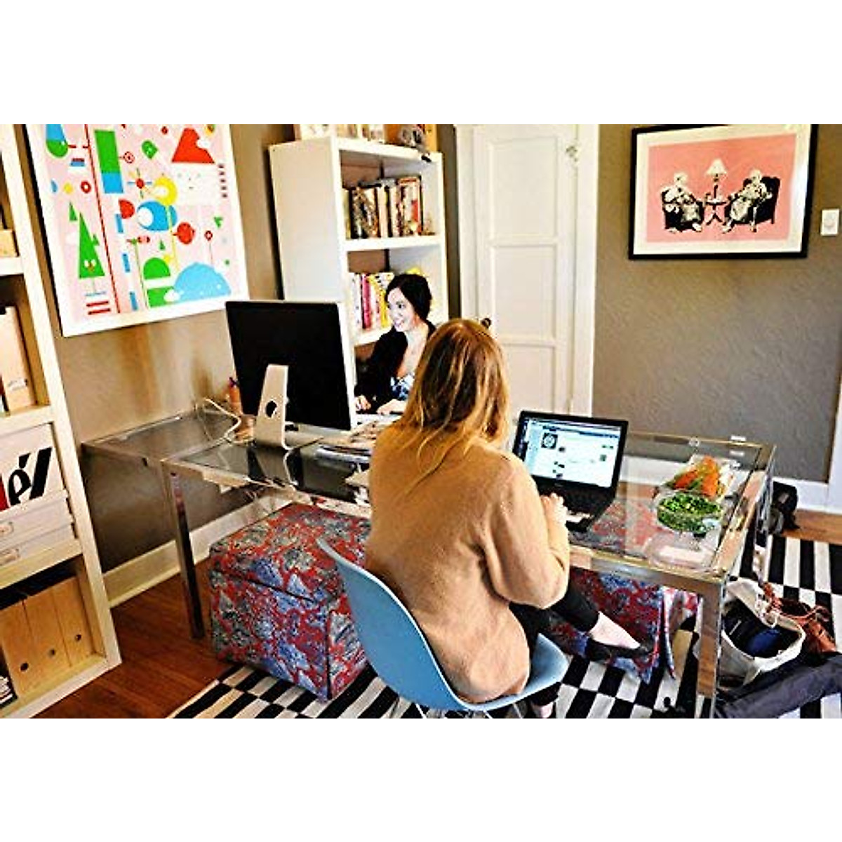 2xHome Eiffel Wire Legs and Armless Seat for Dining Room Blue Plastic Side Chair with Chrome Plated