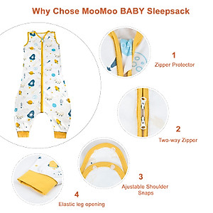 MooMoo Baby Sleep Sack with Feet Summer Toddler Wearable Blanket with 2-Way Zipper Sleeveless Baby Cotton Sleeping Sack with Legs 3-5T