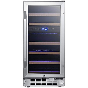 EdgeStar CWR263DZ 15 Inch Wide 23 Bottle Built-In Wine Cooler with Dual Cooling Zones