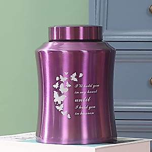 Up to 160 lbs Urns for Ashes Adult Female - Butterfly Decorative Urns Adult for Funeral - Cremation Urns for Ashes Women - Burial Urns for Human Ashes Female Mom (Purple Butterfly, 160 Cubic inches)
