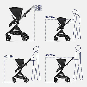 Baby Stroller, ELITTLE EMU Toddler Stroller with Reversible Seat, 0-36 Months Full-Size Stroller Convenient for Various Travel Venues or Vehicles Carrying-Dark