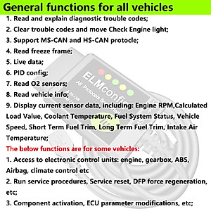 ELMconfig OBD2 to USB Cable ELM327 OBD2 Scanner Code Reader Diagnostic Tool Live Data USB to OBD2 Adapter OBD2 Adapter for Ford F150 OBDii ELM 327 OBD Interface for Laptop PC Windows