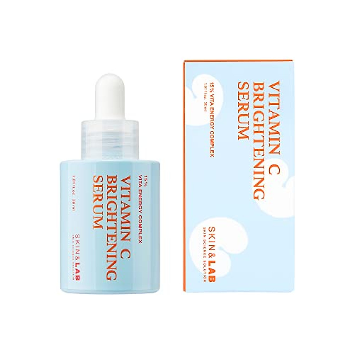 [SKIN&LAB] Vitamin C Brightening Serum for Face, 15% Vita Energy Complex, Hyaluronic Acid, Panthenol | Anti Aging | Even Skin Tone | Brighten Dark Spot | Hypoallergenic | 1.01 fl oz.