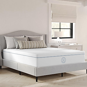 Martha Stewart SleepComplete Queen Mattress in a Box, Medium-Firm Pocket Spring and Foam Hybrid Mattress, Dual-Action Cooling, 5-Zones, Coolweave Cover,12", White