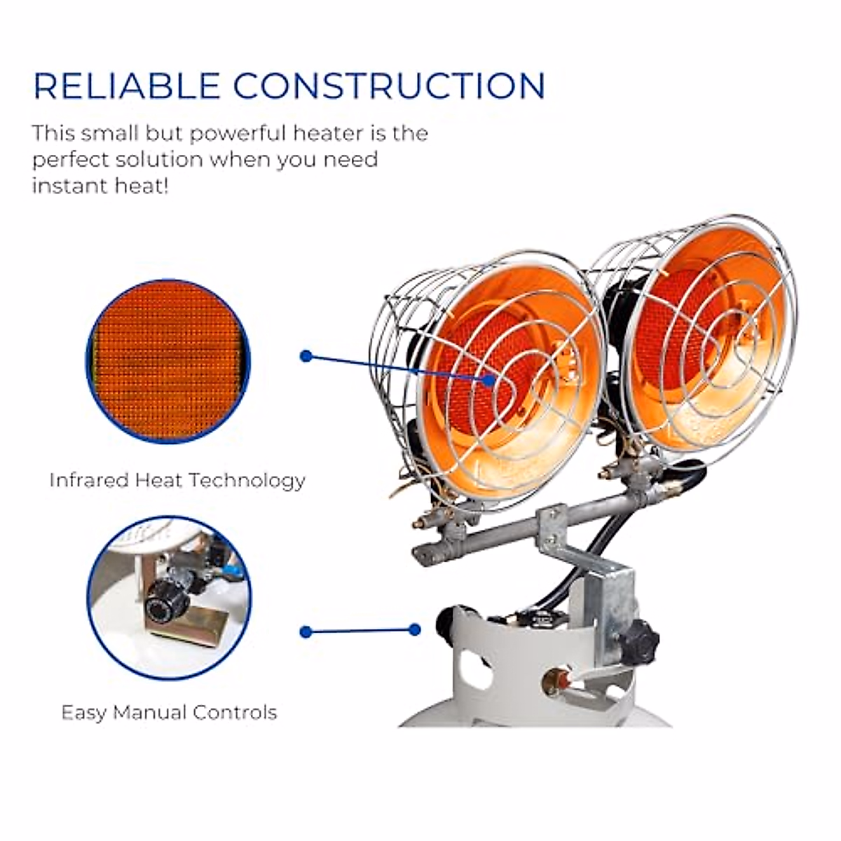 ProCom Tank-Top Propane Heater - Double Burner, 30,000 BTU, Model# PCTT30, Silver