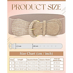 SATINIOR 3 Pieces Women Wide Belt for Dress Women Dress Belt Stretchy Cinch Leather Elastic Belt for Ladies Dress Decoration (Black, Khaki, Beige with Gold Buckle,S)