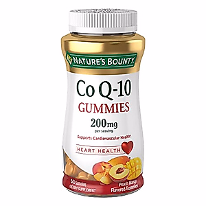 Nature’s Bounty CoQ10 Gummies, Supports Heart Health, CoQ10 200mg, Peach Mango Flavor, 60 Count