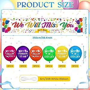 We Will Miss You Party Decorations We Will Miss You Good Luck Banner and 18Pcs Balloons for Graduation Farewell Retirement Leaving Going Away Goodbye Party Supplies Decor