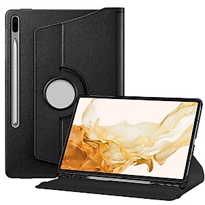 Fintie Rotating Case for Samsung Galaxy Tab S8 Plus 2022/S7 FE 2021/S7 Plus 2020 12.4 Inch with S Pen Holder, 360 Degree Swiveling Stand Cover Auto Sleep/Wake, Black