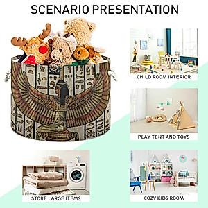 Ancient Egyptian Kids Toy Storage Basket Storage Bin Box Laundry Basket for Home Decor, Pet Toy, Blankets