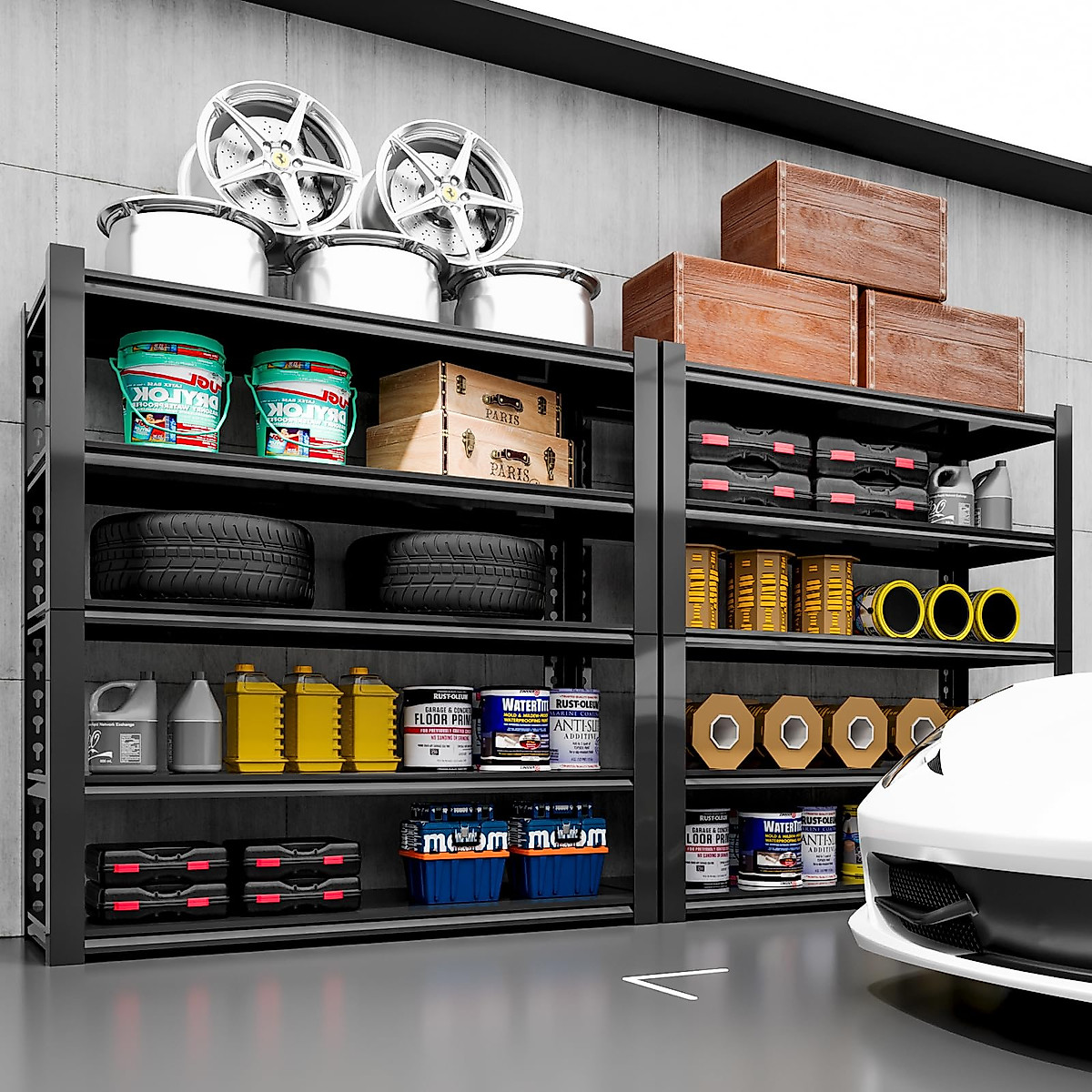 STEELIST 3000LBS Garage Shelves, 48W Metal Shelves for Storage, 5-Tier Shelving Unit with Adjustable Shelves, 24" D X 47.2" W X 84" H Industrial Shelving Utility Shelf for Warehouse, Basement