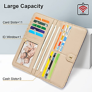 APHISON Wallet Women Ultra Slim Thin Leather Womens Wallet RFID Blocking Credit Card Holder Bifold Clutch Long Ladies Billfold