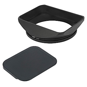Haoge 72mm Square Metal Screw-in Mount Lens Hood Shade with Cap for 72mm Canon Nikon Sony Leica Leitz Carl Zeiss Voigtlander Nikkor Panasonic Fujifilm Olympus Lens and Other 72mm Filter Thread Lens