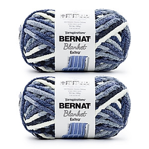 Bernat Blanket Extra Faded Blues Yarn - 2 Pack of 300g/10.5oz - Polyester - 7 Jumbo - 97 Yards - Knitting/Crochet