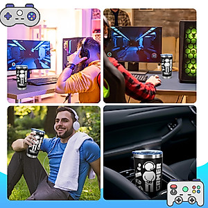 Icesip 20oz Gamer Tumbler - Stainless Steel Gaming Mug with Straw & Brush - Cool Game Controller Design - Birthday Gift for Men, Boys, Gamers