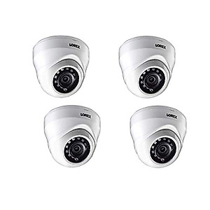 Lorex LAE221 Indoor/Outdoor 1080p HD Analog MPX Security Dome Camera, 3.6mm, 130ft IR Night Vision, Works with Lorex MPX DVR, Camera Only, White (4-Pack)