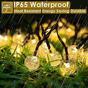 Solar String Lights Outdoor 66LED 40Ft Waterproof Fairy Lights with 8Modes,Solar Powered Crystal Globe Lights for Garden Fence Patio Home Party Christmas Decoration