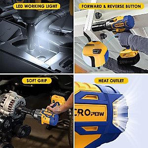 ACROPOW Cordless Impact Wrench Compatible with DEWALT 20V MAX Battery, 1/2 Inch Brushless High Torque Power Impact Gun 630 Ft-lbs(850 N.m) with 3-Mode Speed, LED Light (Bare Tool Only)