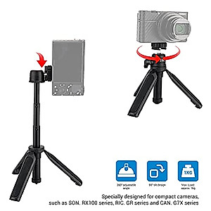 JJC 2 in 1 Extendable Mini Vlogging Tripod & Selfie Stick for Sony ZV-1F ZV-1 ZV-E1 RX100 VII A6000 A6100 A6300 A6400 A7C Canon EOS M50 M6 Mark II R7 R10 G7X Mark III II Panasonic G100 GX85 G9 & More