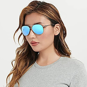 BOTPOV Aviator Sunglasses for Men Women Polarized UV400 Protection Mirrored Lens Metal Frame with Spring Hinges