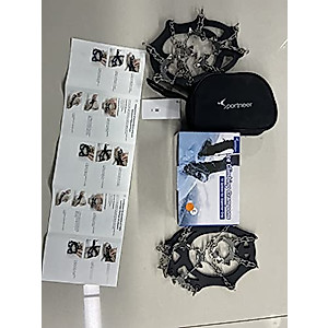 Crampons Ice Cleats, Sportneer Snow Cleats for Shoes and Boots Ice Shoes Grippers with 19 Stainless Steel Spikes Crampons for Hiking Boots Women Men Hiking Fishing Walking