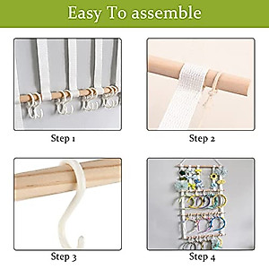 Headband Holder Bow Holder Jewelry Organizer for Girls，Bow Organizer with 30 Pcs S-Hook，Headband Organizer for Hangable Toys,Nursery Closet