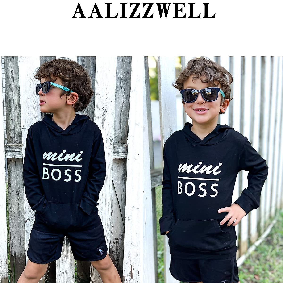 Aalizzwell Toddler Baby Long Sleeve Hooded Sweatshirt Pocket Pullover Hoodies for Boys Girls (Black-1, 3T)