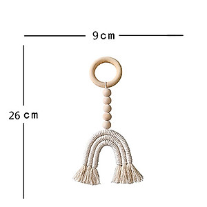 ZOONAI Wood Beads Garland with Tassel Rainbow Wall Décor Handmade Weaving Ornament Home Decoration Accessories Hanging Pendant for Bedroom Nursery Baby Kids Room (Blue Pink White)