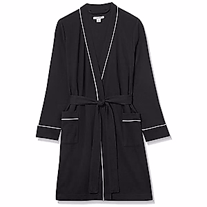 Amazon Essentials Women's Lightweight Waffle Mid-Length Robe (Available in Plus Size), Black, X-Large