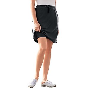 Woman Within Women's Plus Size Sport Knit Skort - 2X, Black
