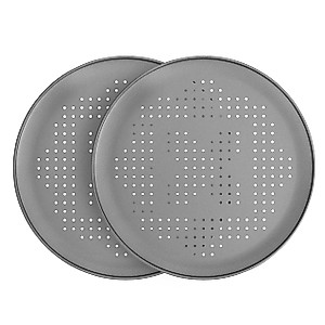 G & S Metal Products Company OvenStuff Nonstick 16-inch Pizza Crispers, Gray, Set of Two