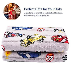 Viviland Kids Throw Blanket, Car Print Blankets for Boys, Warm Lightweight Plush Throw Blanket Car Fleece Throw Blanket for Sofa Chair Couch Bed, for Kids, 50" x 60"