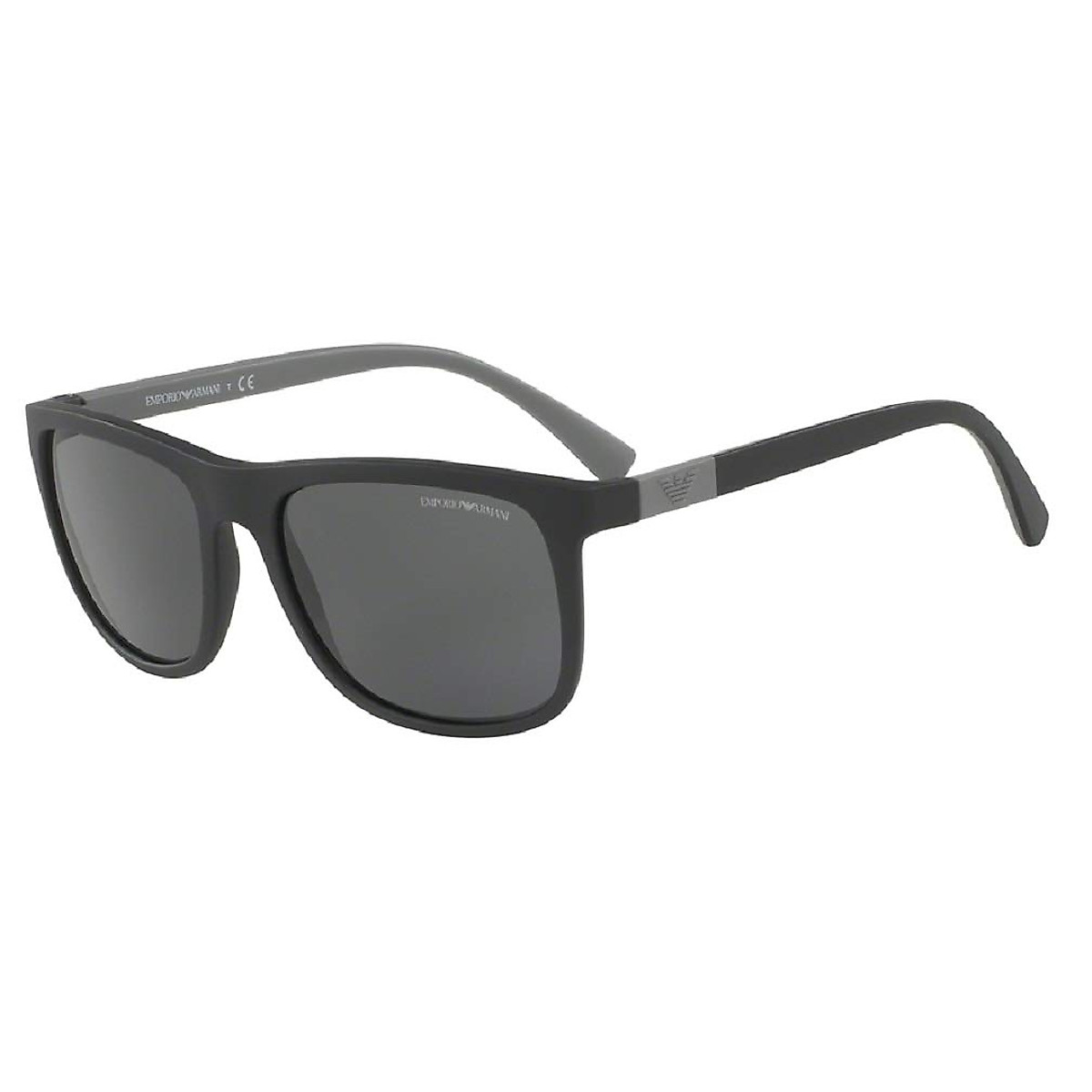 Emporio Armani EA4079 504287 57M Matte Black/Grey Square Sunglasses For Men+ BUNDLE With Designer iWear Eyewear Kit