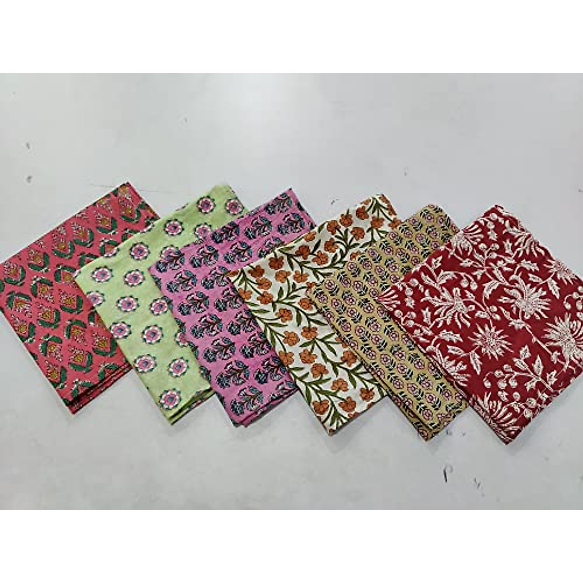 KLAVATE 10 Pc Mix Lot Napkin Hand Block Print Napkin 100% Cotton Napkin Handmade 16x16 Inch Jaipuri Printed Dining Table Cloth, Multicolor