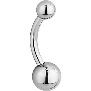 Forbidden Body Jewelry Surgical Steel Petite Belly Button Ring, 3/8 Inch Barbell, 4 & 6 mm Balls