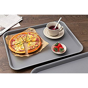 Eslite Rectangular Plastic Serving Trays,Fast Food Serving Cafeteria Trays,17"X13",Set of 6 (Grey)