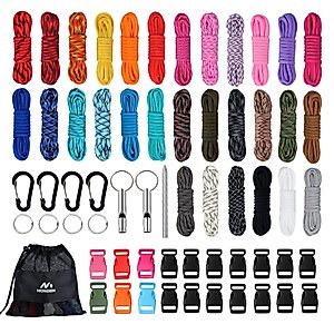 MONOBIN Paracord Combo Kits - 550 Type III Parachute Cord - Bracelet Crafting Kits, Survival Rope Making lanyards,Dog Collar,Bracelet