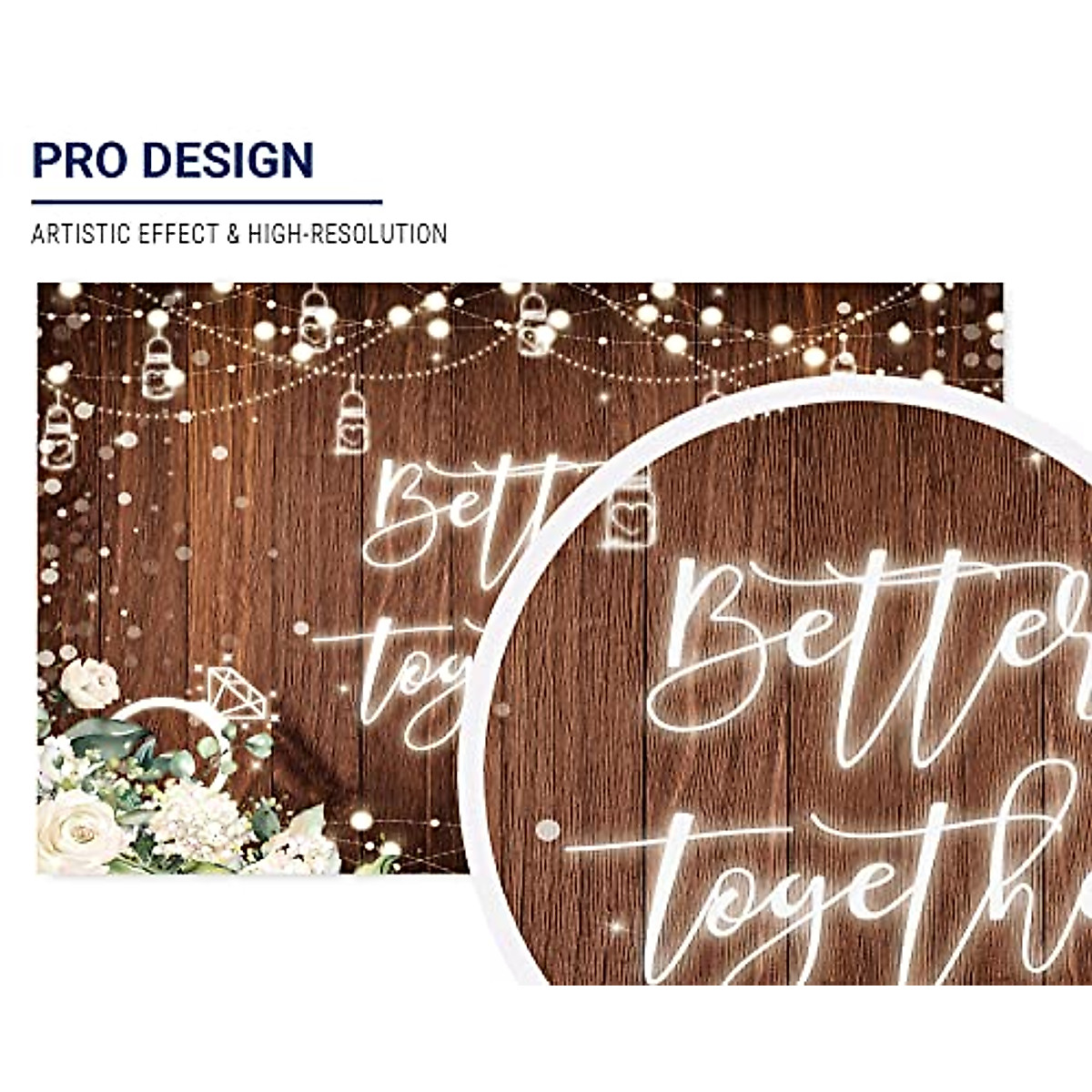 Allenjoy Better Together Backdrop Bridal Shower Wedding White Floral Theme Party Decorations Rustic Wood Flowers Banner Photography Background Photobooth Supplies