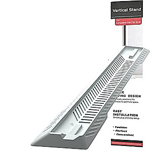 PS4 Slim Stand, Kailisen PS4 Slim Vertical Stand for Playstation 4 Slim Console Cooling, White