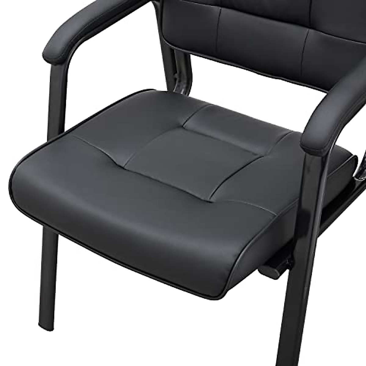 Naomi Home Waiting Room Chair Set of 2, Heavy Duty Leather Executive Waiting Room Chairs, Lobby Reception Chairs with Padded Arm Rest, Guest Chairs Set of 2 - Black