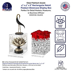 4" x 4" x 6" Clear Acrylic Display Box with One Open Side No Lid Versatile Rectangular Plexiglass Retail Product Riser or Merchandise Storage Bin by Marketing Holders