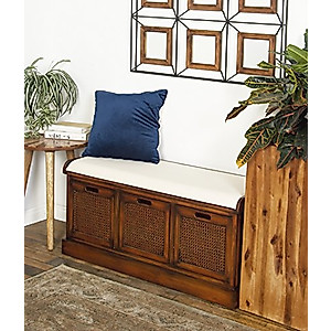 Deco 79 Wood Storage Bench with Upholstered Seat, 42" x 15" x 20", Brown