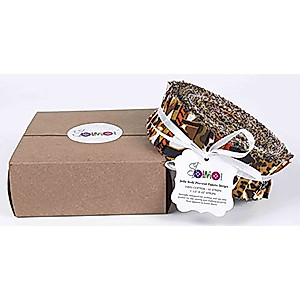 Soimoi 40Pcs Floral Artistic Print Precut Fabrics Strips Roll Up 1.5x42inches Cotton Jelly Rolls for Quilting - Brown