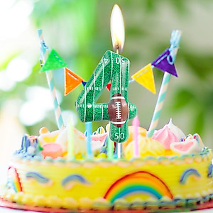 ZHIHUI Birthday Candle Sports-Themed Party Decorations, America Football Happy Birthday Candles for Cake Decorating, Boys Girls Kids Birthday Cake Topper Reunions Theme Party Supplies (Number 3)