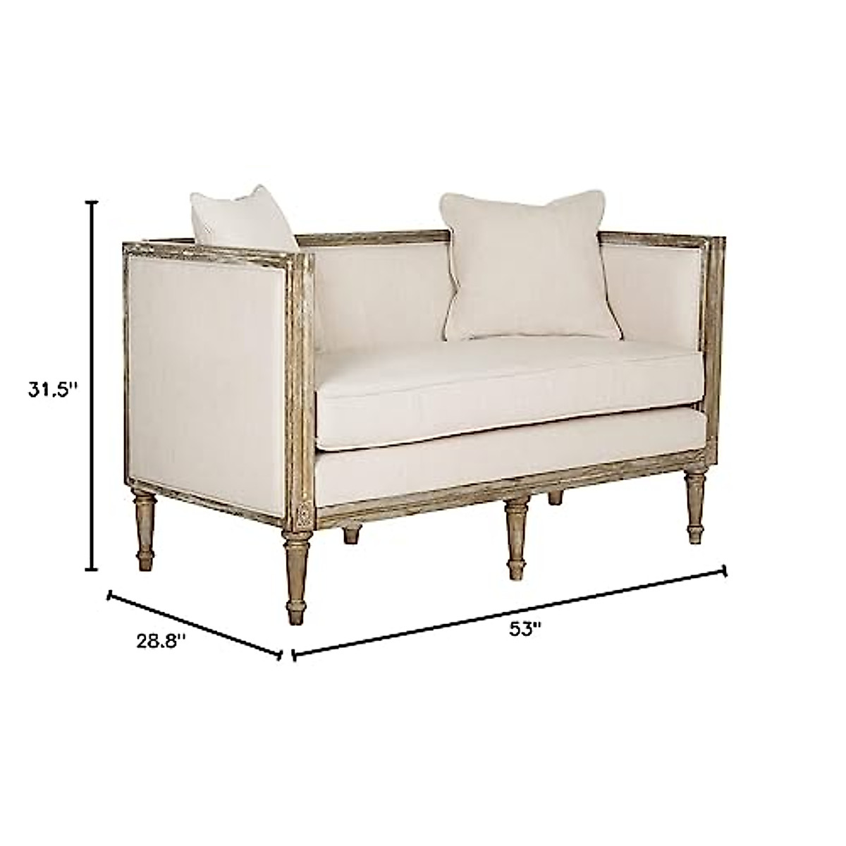 Safavieh Home Collection Leandra French Country Settee, Beige/Rustic Oak
