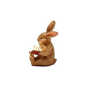 NW Wholesaler Miniature Rabbit Mama Reading Book to her Baby Bunny - Figurine for Fairy Gardens and Garden Decor