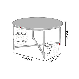 AZL1 Life Concept Modern Round Coffee Table for Living Room, Sofa Center Table for Dining Room, Modern Marble Tabletop with Gold Metal Legs, Marble.